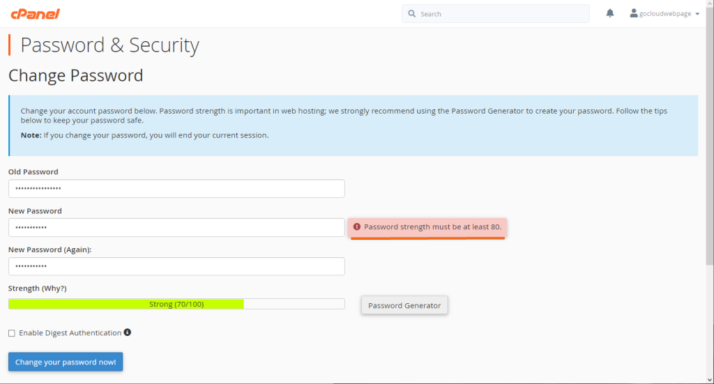 How to Reset cPanel Password via cPanel?
