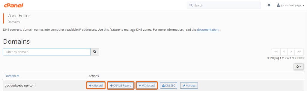 What are the types of DNS records?